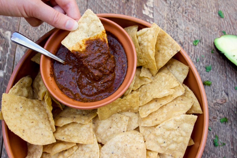 Homemade Salsa Roja (Mexican Red Salsa) with Roasted Chiles